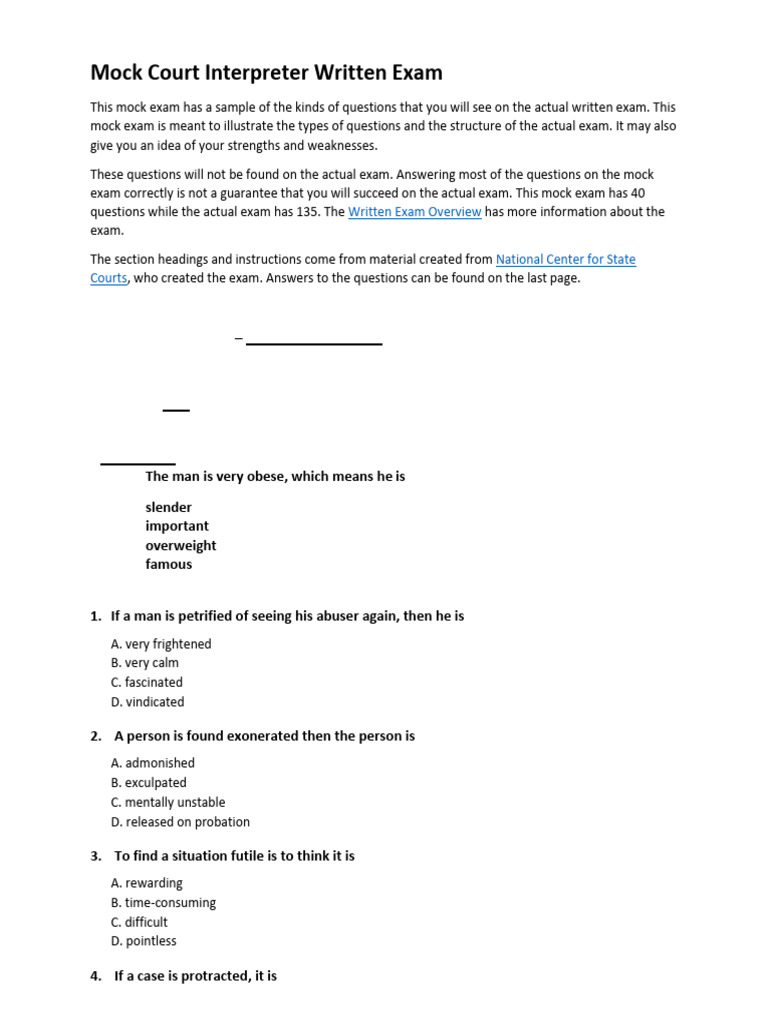 Short Mock Written Exam | PDF | Arrest | Witness