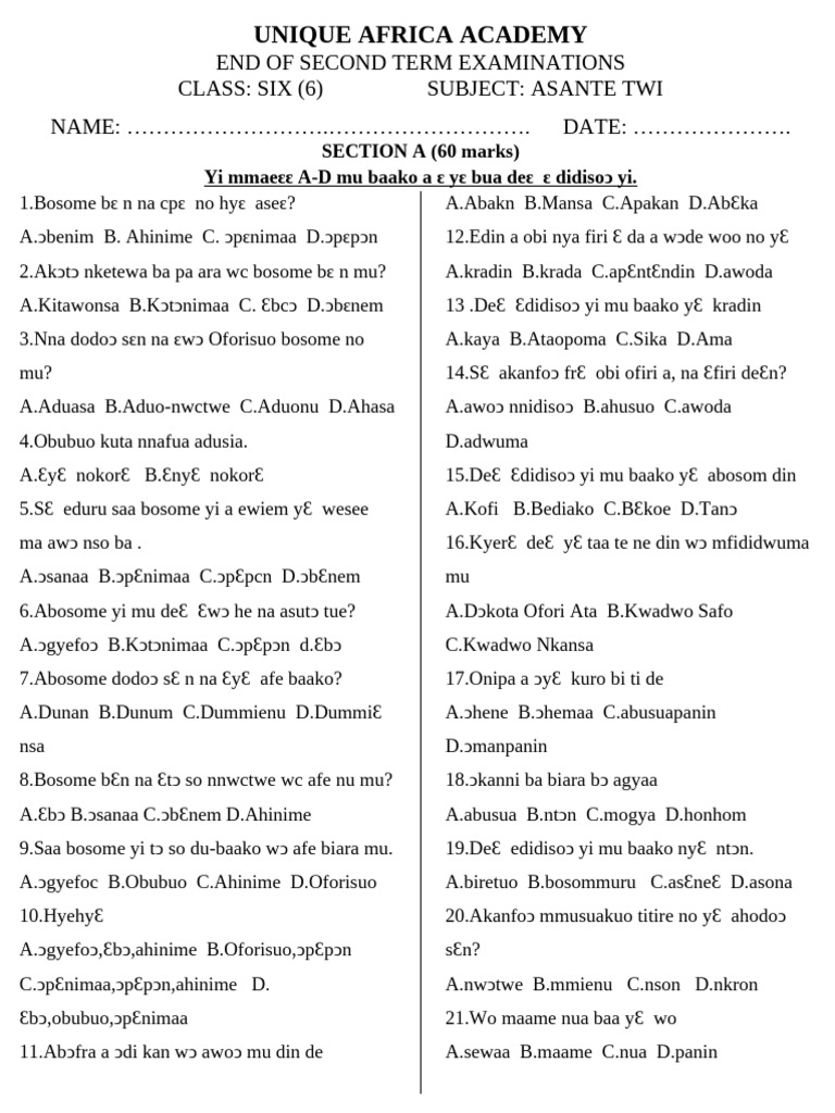Asante Twi p6 Uaa New | PDF