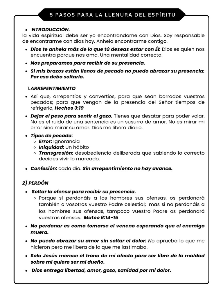 5 Pasos Para La Llenura Del Espíritu | PDF | Pecado | Amor