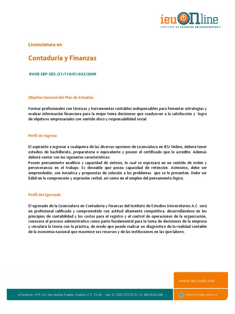 Licenciatura en Contaduria y Finanzas | Descargar gratis PDF ...