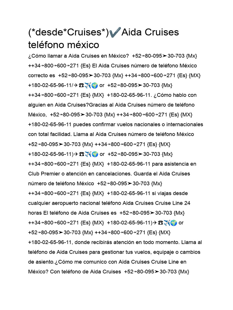 Aida Cruises teléfono méxico | PDF