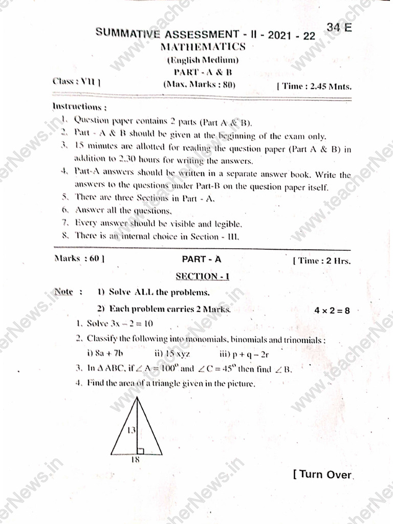 7th SA2 Maths | PDF