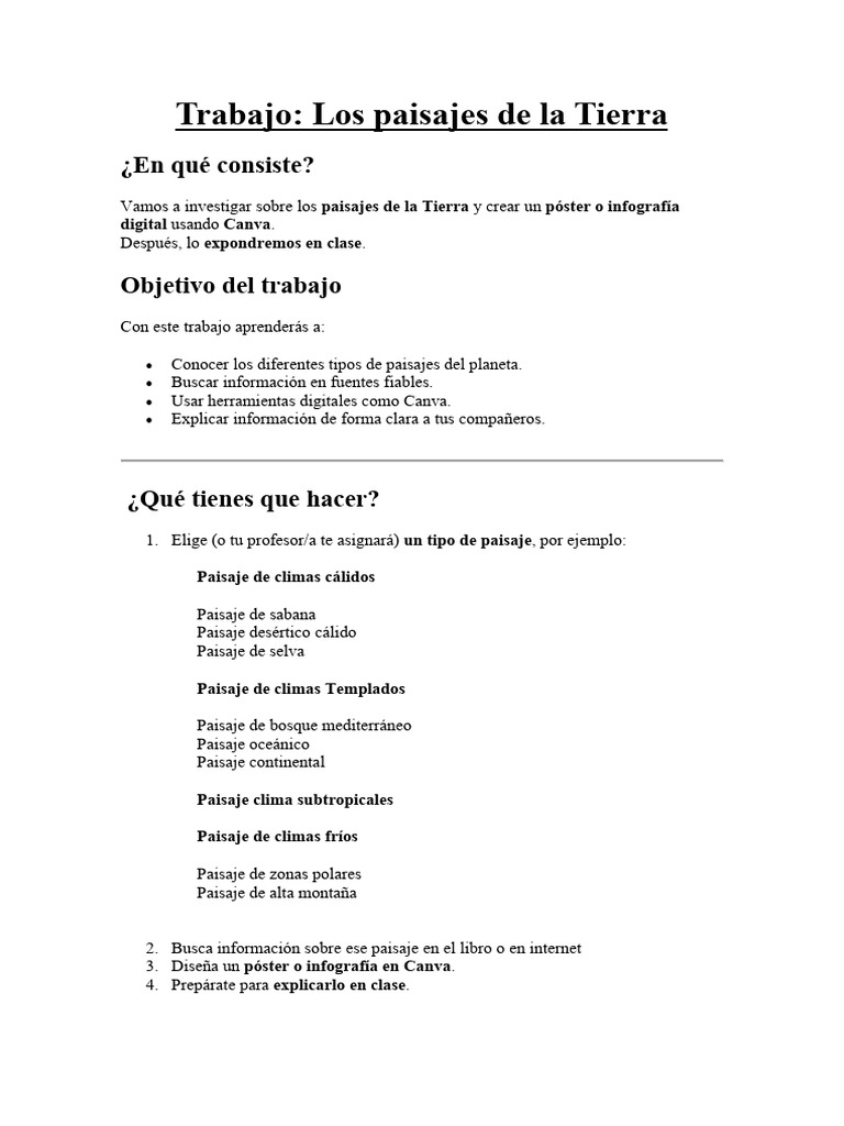Trabajo Los Paisajes de La Tierra | PDF