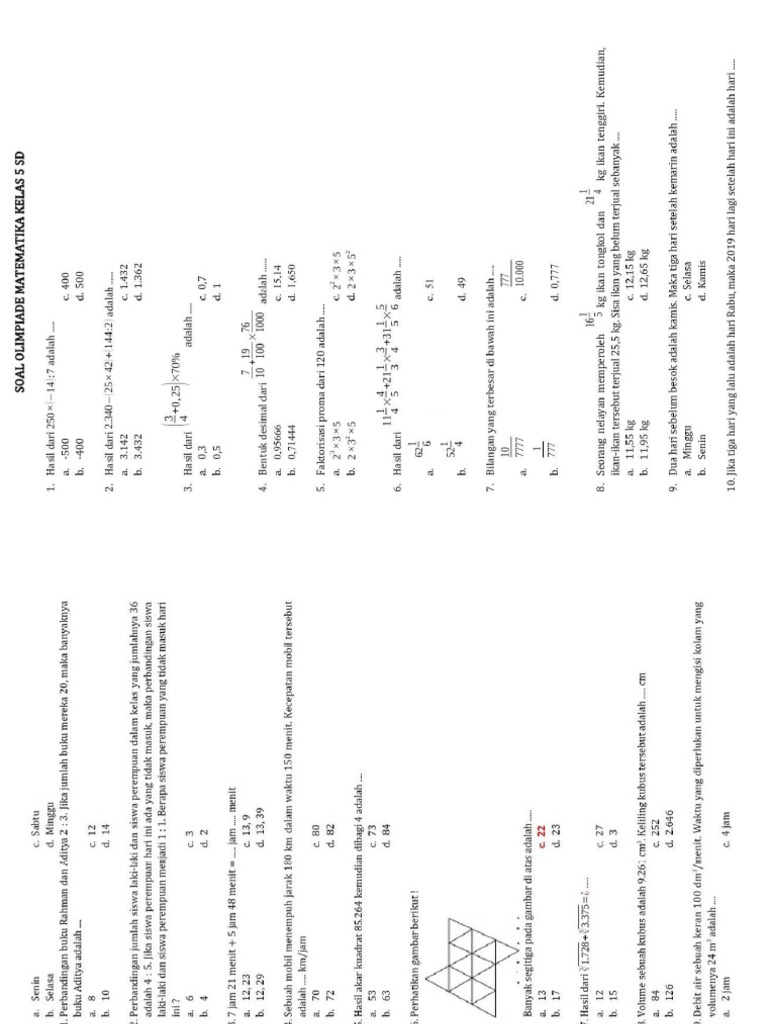 Soal Olimpiade SD Kelas 5 | PDF