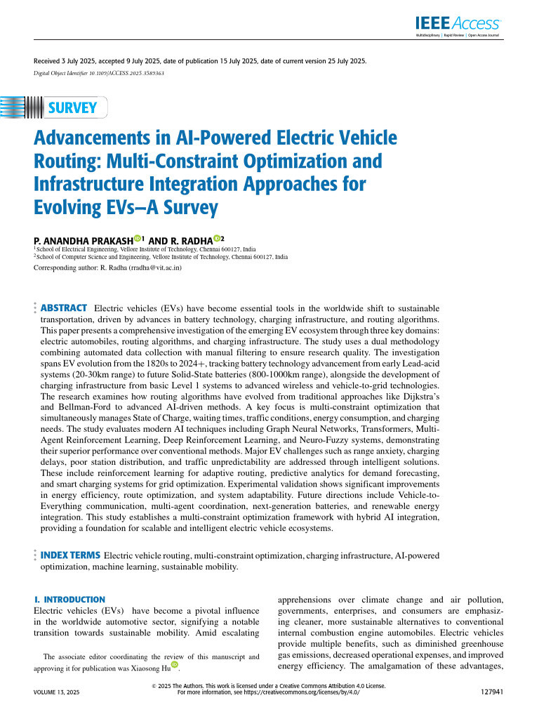 Advancements in AI-Powered Electric Vehicle Routing Multi-Constraint ...