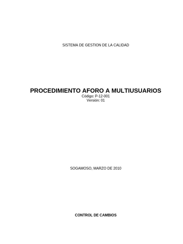 P-12-001 Aforo a Multiusuarios | PDF