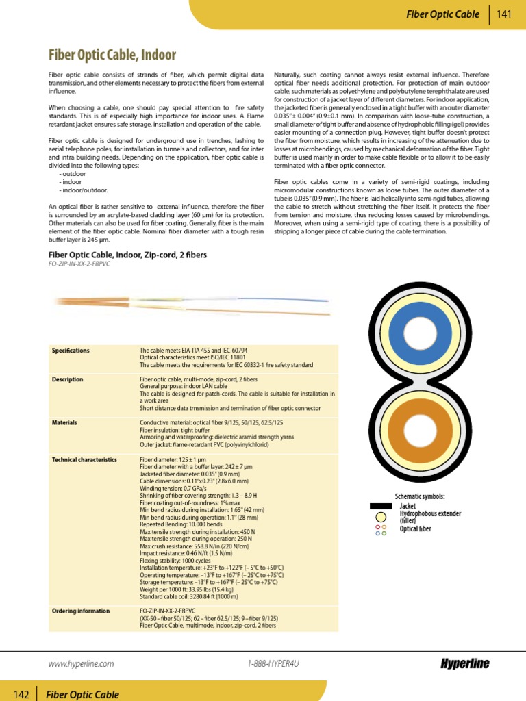 Fiber Optic Cable, Indoor, Zip-Cord, 2 Fibers | PDF | Optical Fiber | Cable