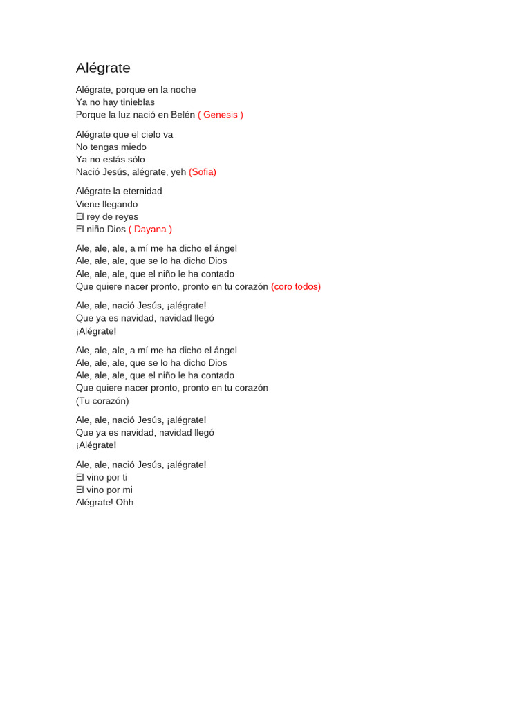 Alégrate Letra | PDF