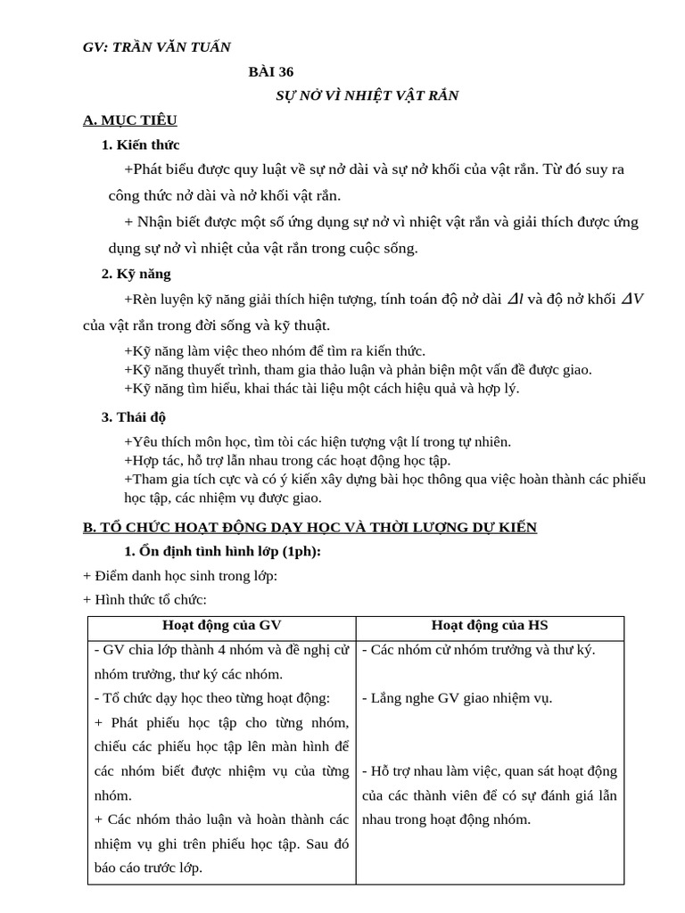 Bài Sự Nở Vì Nhiệt Theo Pp Mới 12-4 | PDF