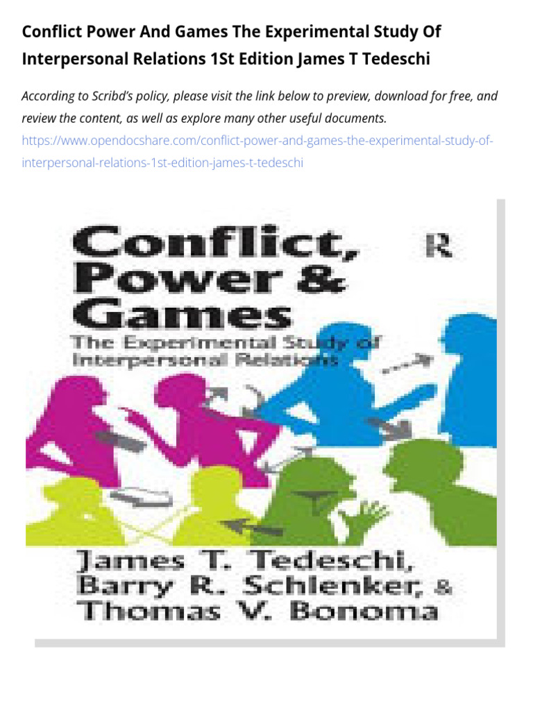 Conflict Power And Games The Experimental Study Of Interpersonal ...