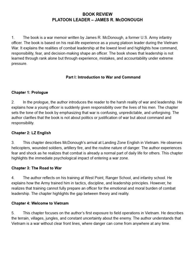 Platoon Leader Book Review | PDF | Battles | Leadership