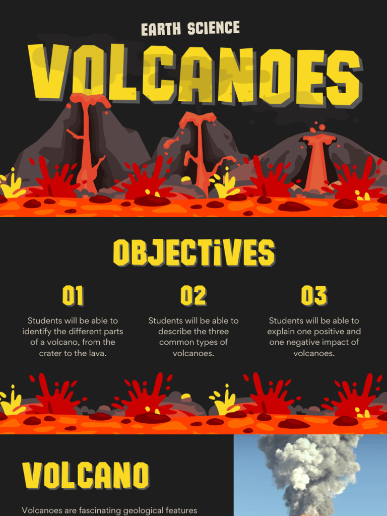Volcano Science Educational Presentation in Black and Yellow ...