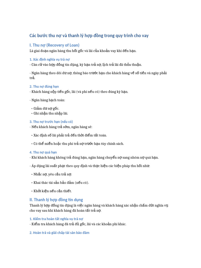 Cac Buoc Thu No Va Thanh Ly Hop Dong | PDF