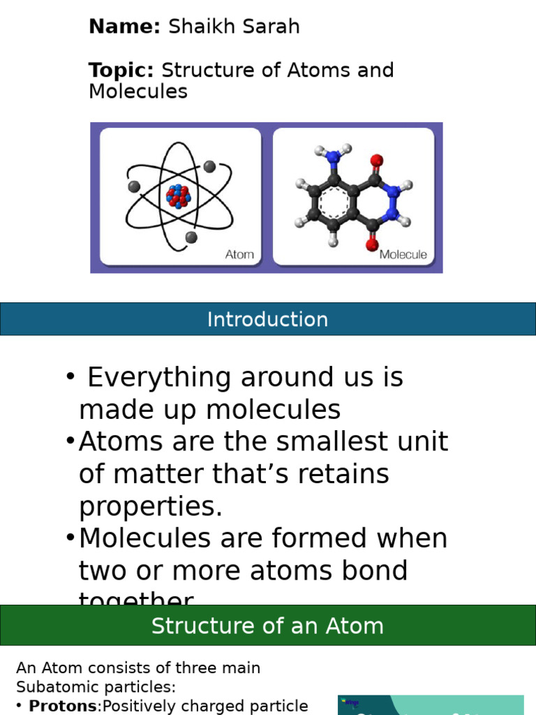 Structure of Atoms and Molecules | PDF
