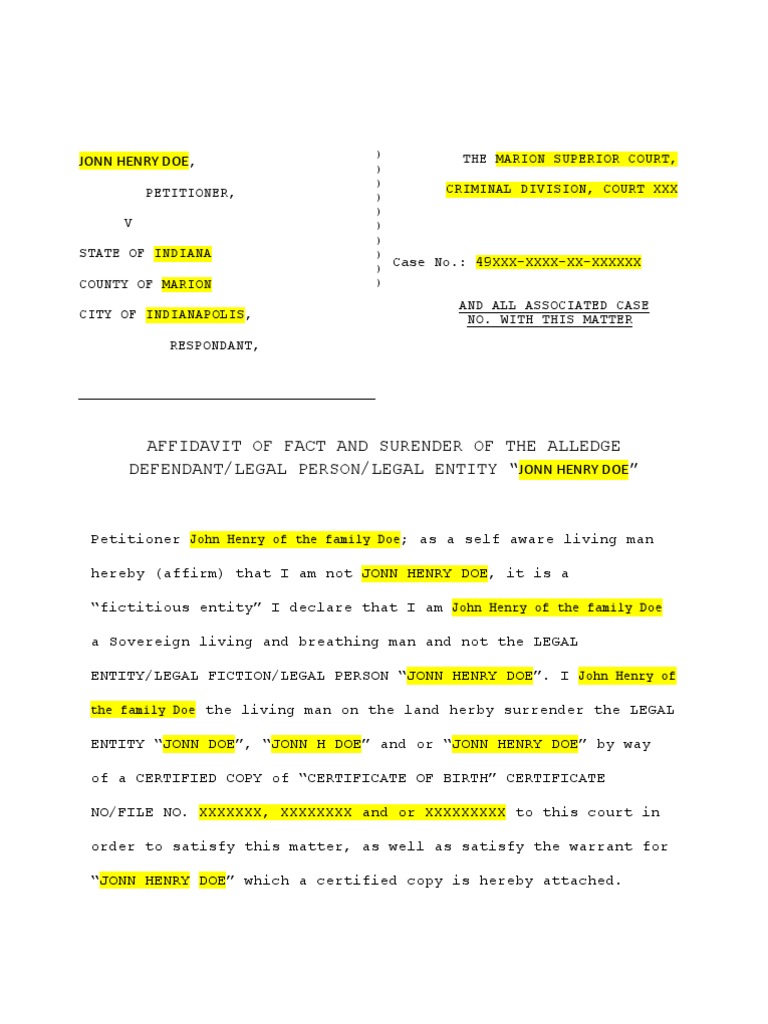 Straw Man Surender To The Court | PDF