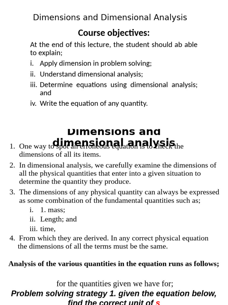 2_Dimensions and Dimensional Analysis | PDF | Physics | Quantity