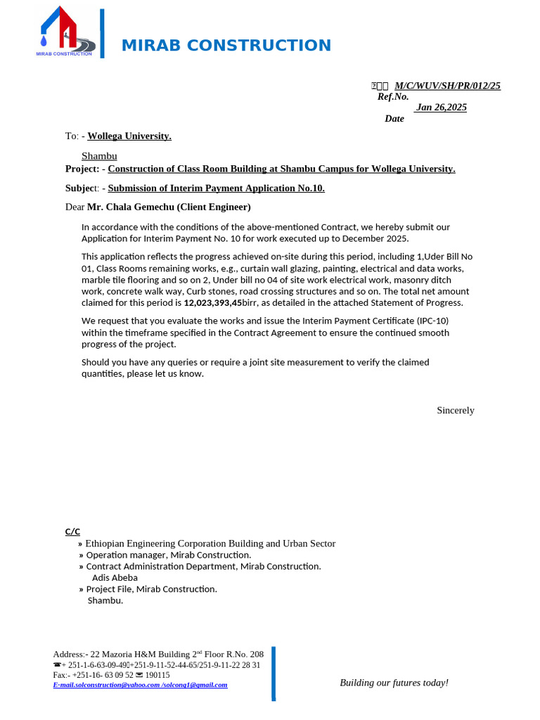 Submmition Letter of IPC-10 To Client | PDF
