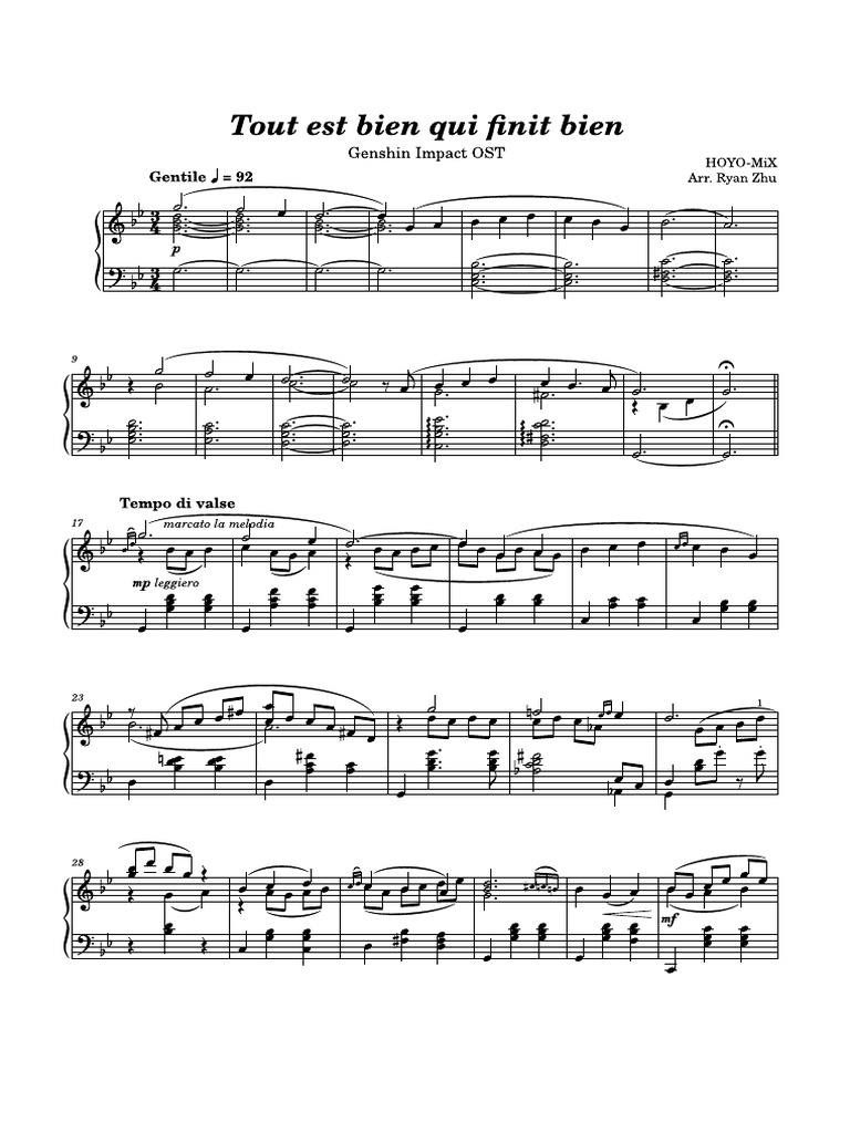HOYO-MiX_Arr. Ryan Zhu - Tout Est Bien Qui Finit Bien | PDF