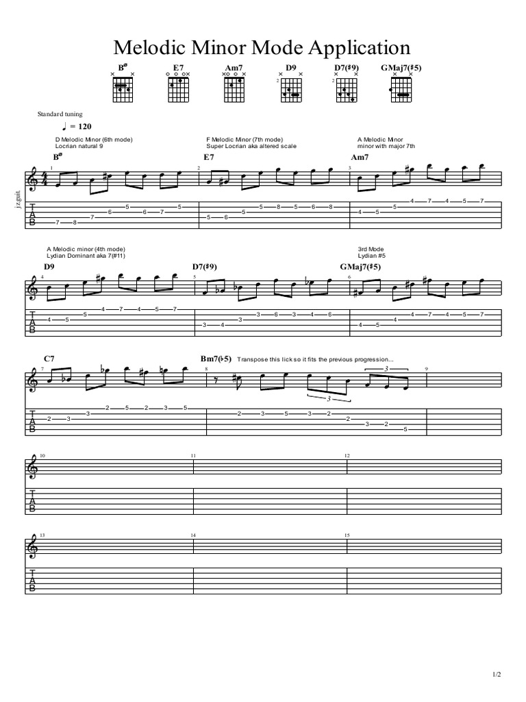 Melodic Minor Modes in Action | PDF | Mode (Music) | Minor Scale