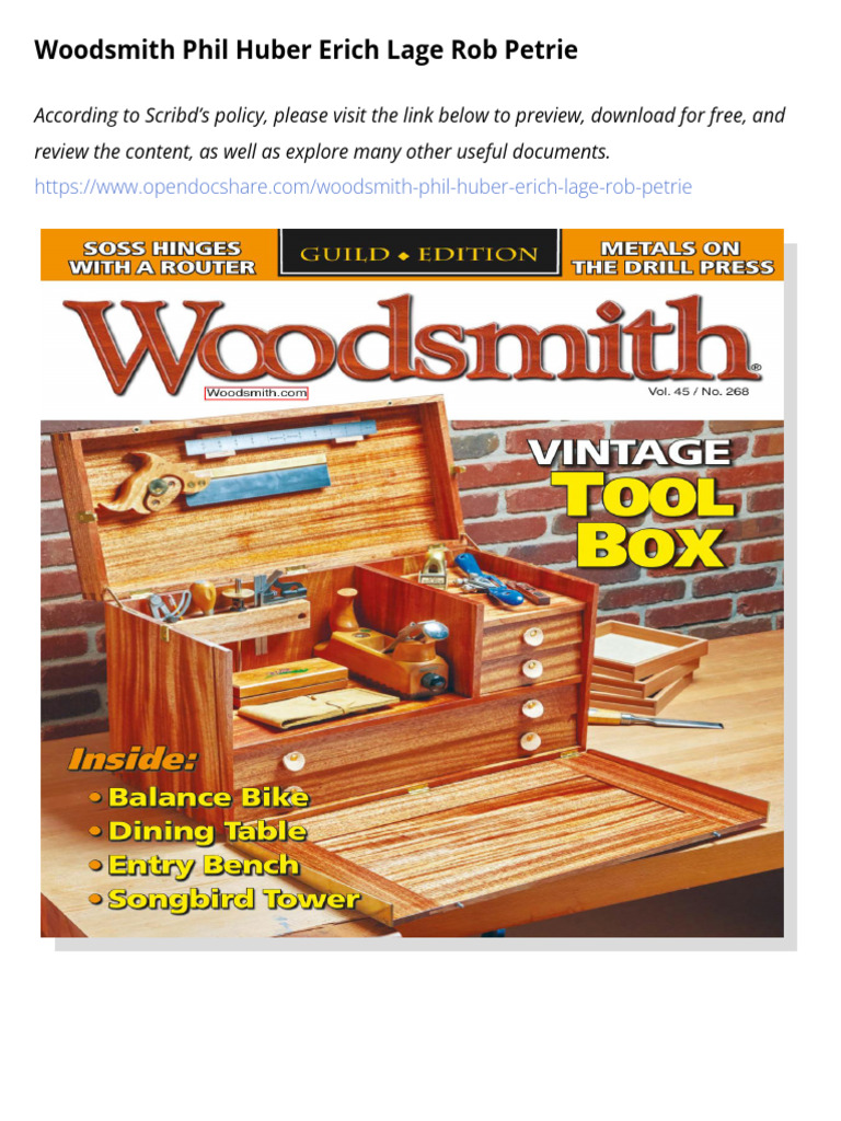 Woodsmith Phil Huber Erich Lage Rob Petrie | PDF