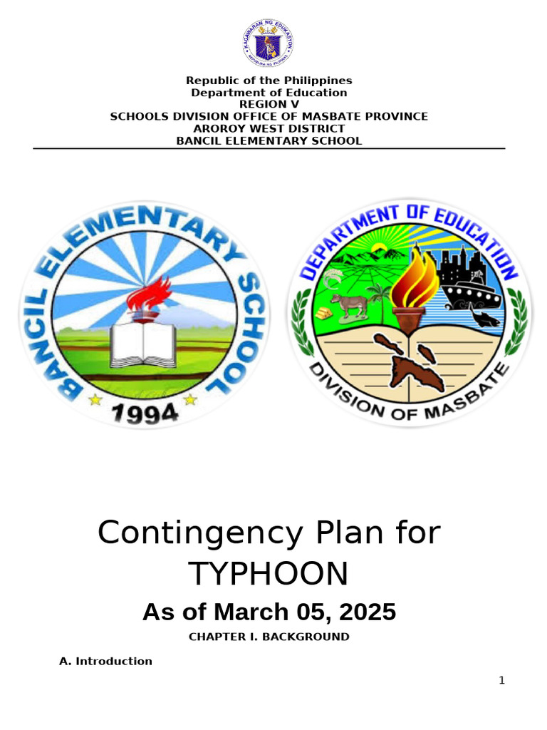 Contingency Plan Bancil Typhoon | PDF | First Aid | Hazards