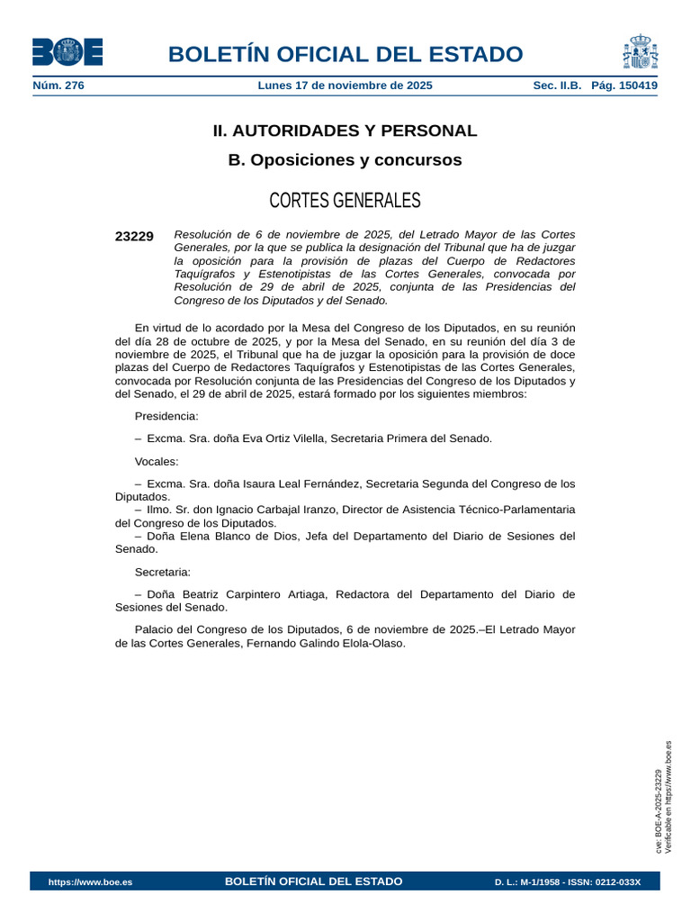 20251117_Tribunal_BOE-A-2025-23229 | PDF | Ley Pública | Separación de ...
