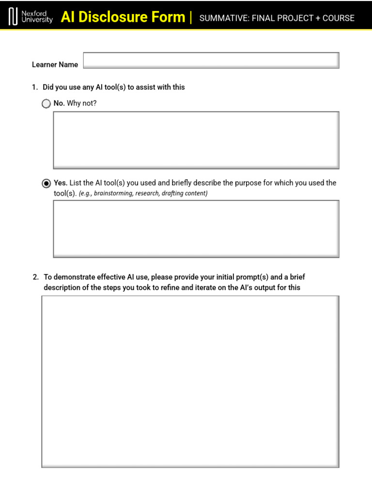 AI Disclosure Form - Summative 2 | PDF
