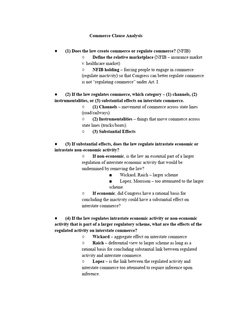 Commerce Clause Analysis | PDF | Commerce Clause | Federal Government Of The United States