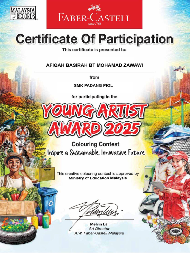 e-Certificate of Participation Young Artist Award 2025 - Students - SMK ...