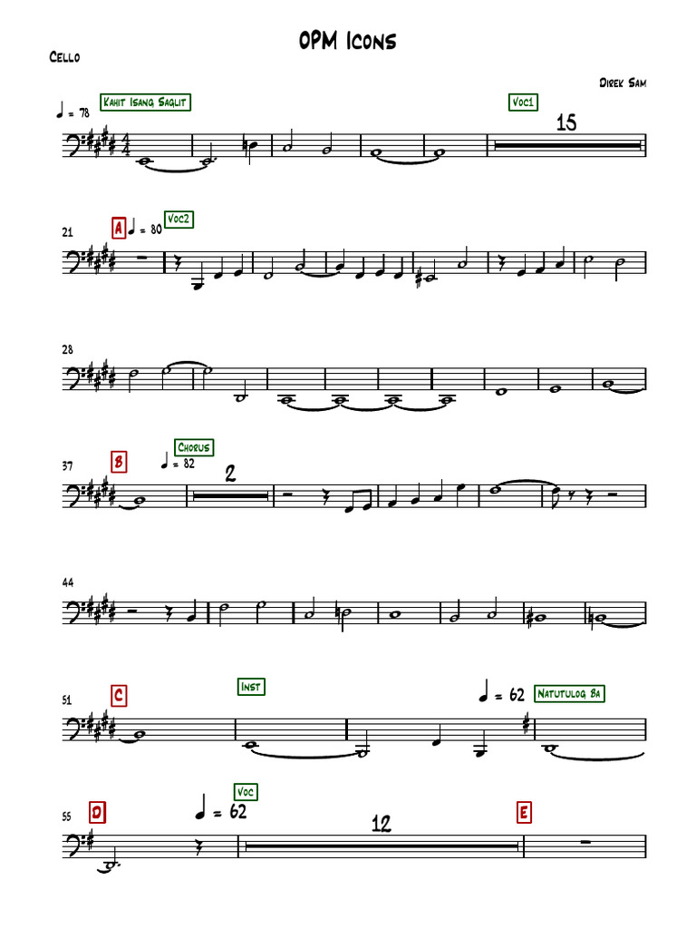 OPM Icons (Transposed) - Cello | PDF