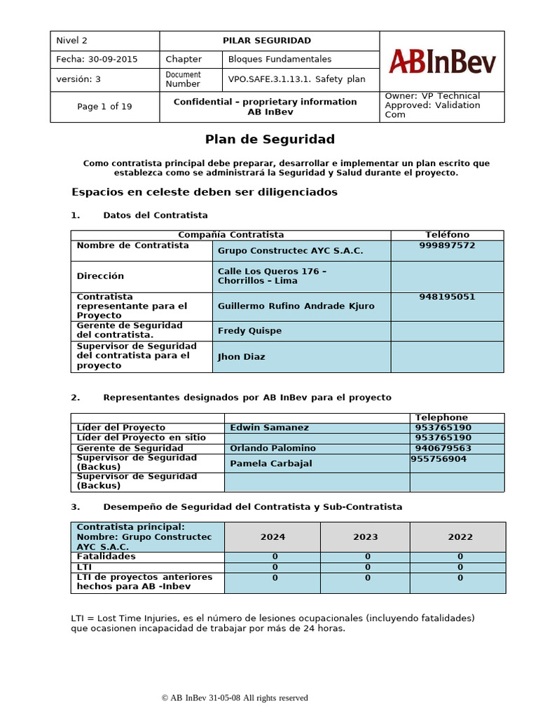 5. Plan de Seguridad - Cableado de Red Linea 07 | PDF