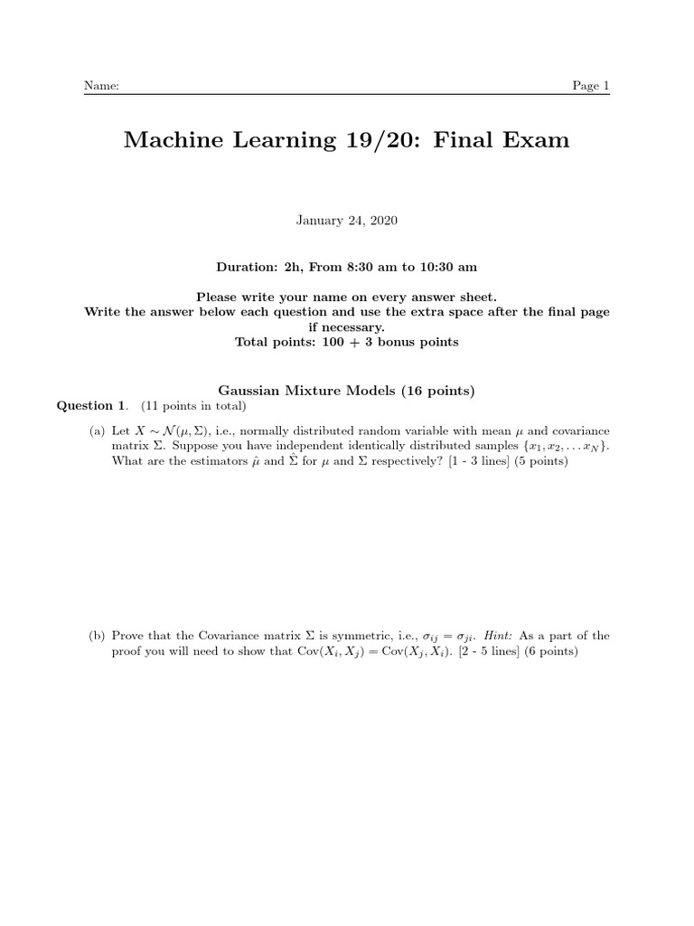 2020-final | PDF | Normal Distribution | Covariance