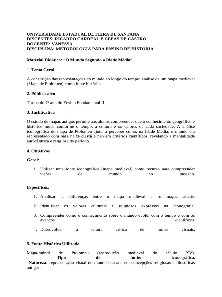 _Material Didático _ Sequência Didática_ “O Mundo Segundo a Idade Média ...