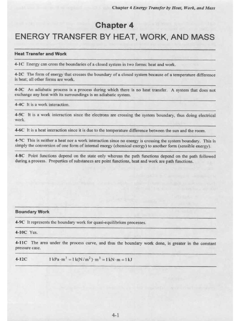 Ch 4 Energy Transfer by Heat, Work and Mass | PDF
