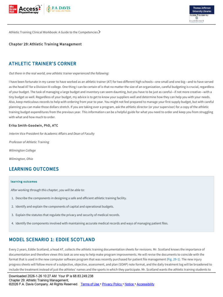 Chapter 29 - Athletic Training Management | PDF | Privacy | Medical Record