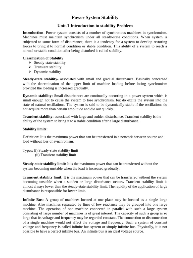 Power System Stability - 4 4 25 | PDF | Steady State | Capacitor