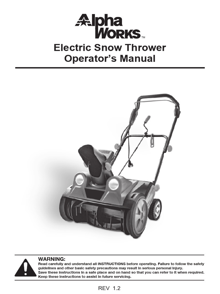 User Manual Snow Blower Alpha Works | PDF | Electrical Connector ...