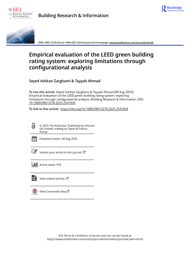 Empirical Evaluation of The LEED Green Building Rating System Exploring ...