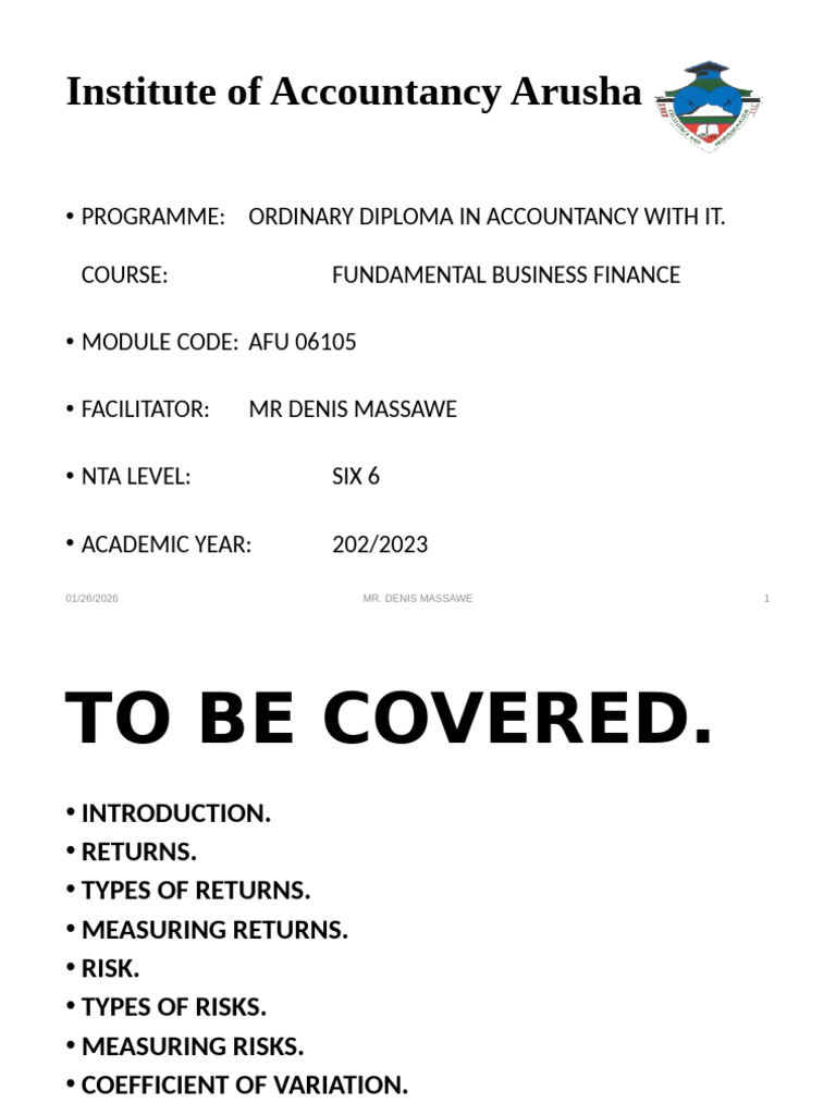 Risk & Return for Oda II & Odbf II &Oda - It 2022 030602 | PDF | Risk ...