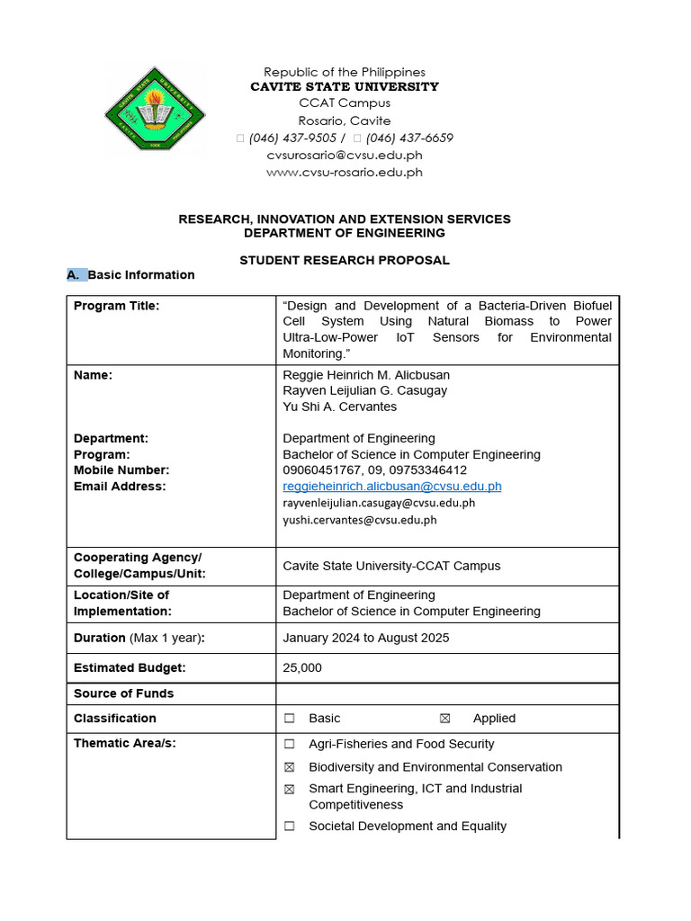 Reggie01 Capsule Format - Student Research Proposal.docx | PDF | Energy ...