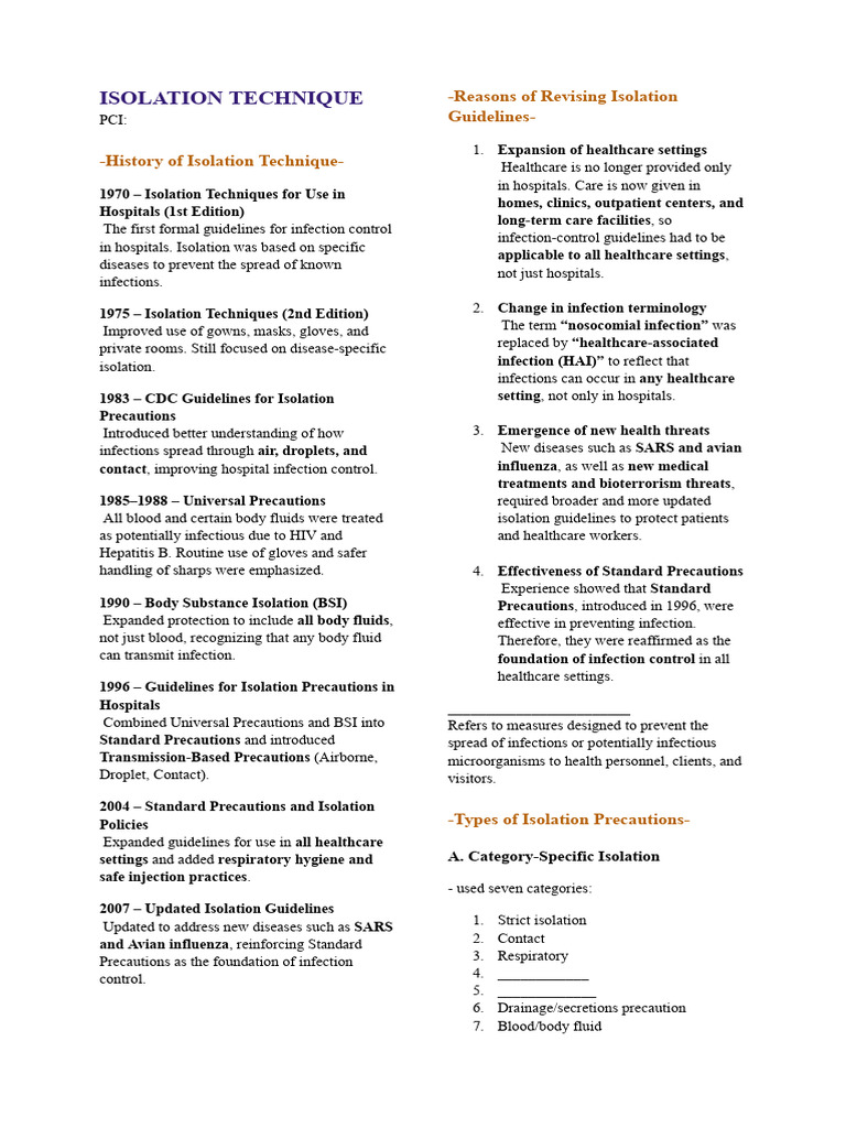 Isolation Tecnhnique Handout Fill in the Blanks 1 (2) | PDF | Infection ...
