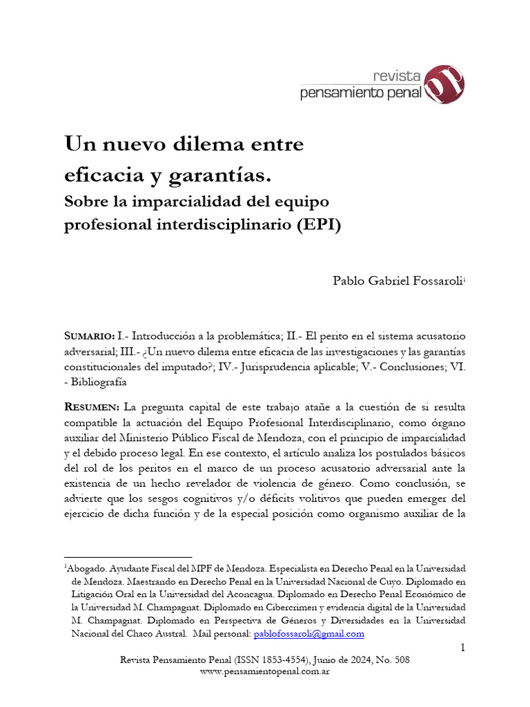 UN NUEVO DILEMA ENTRE EFICACIA Y GARANTÍAS SOBRE LA IMPARCIALIDAD DEL ...