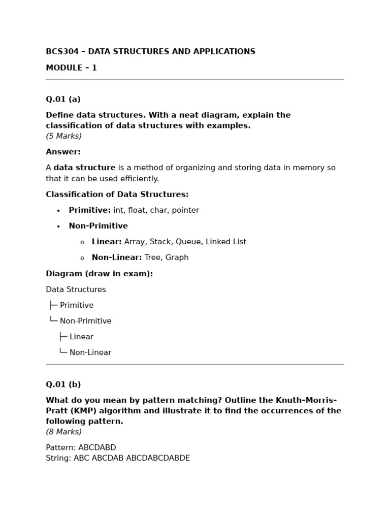 Dsa Model Paper (Answers) | PDF | Computer Programming | Theoretical ...