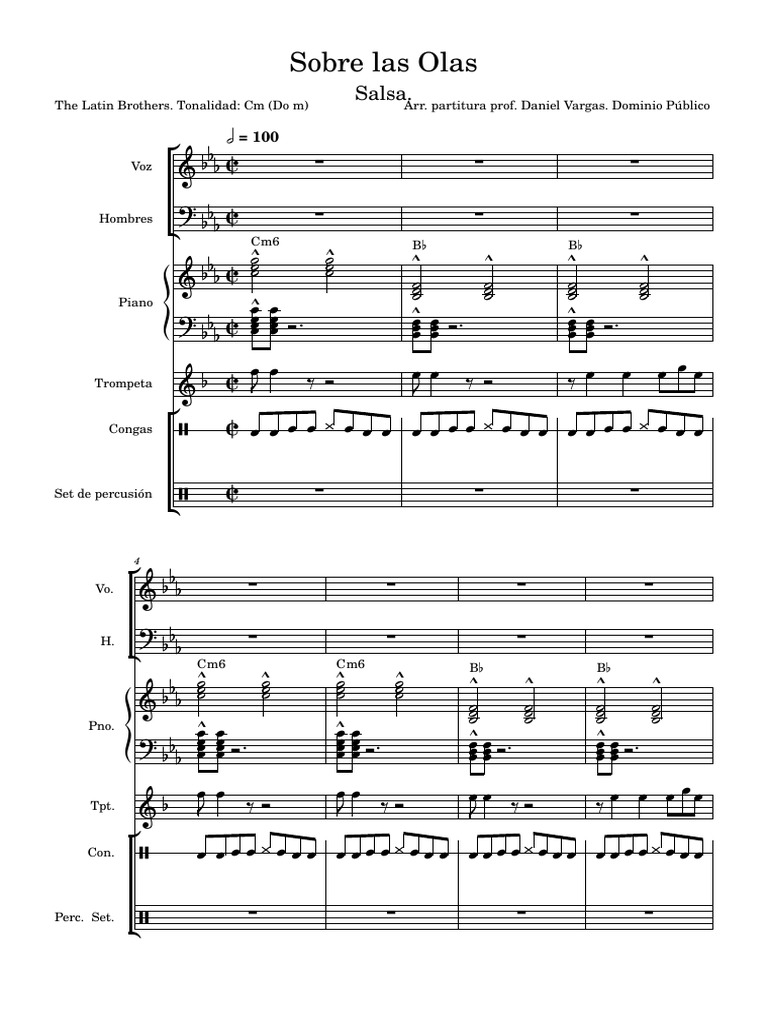 Sobre Las Olas Version Completa Salsa | PDF