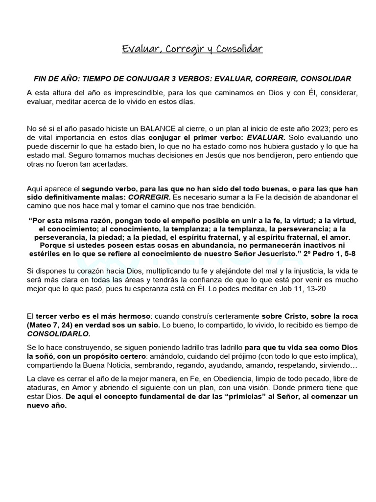Evaluar Corregir Consolidar | PDF