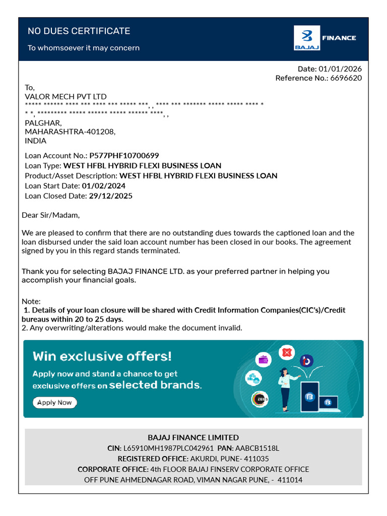 No Due Certificate Format | PDF | Payments | Banking Technology