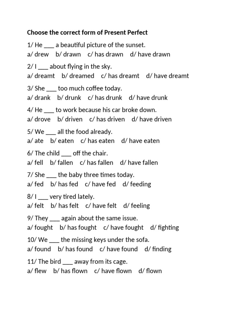 Exercise of Second Pic of Present Perfect 02 | PDF