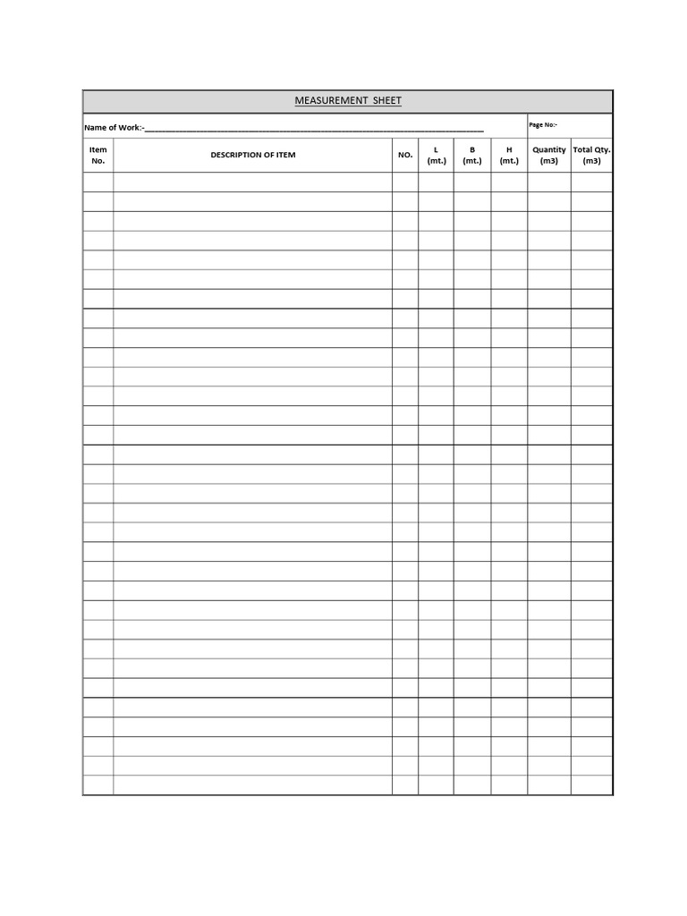 Quantity Sheet | PDF