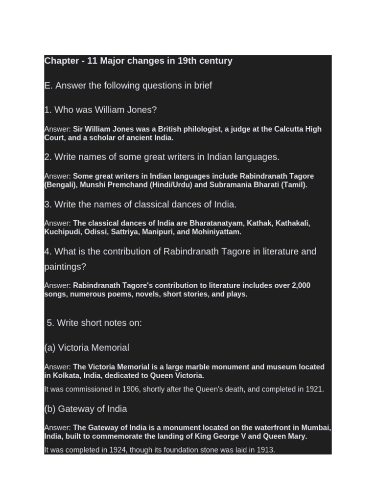 Chapter - 11 Major Changes in 19th Century.docx Class 8 | PDF