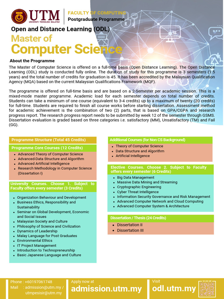 UTM Master of Computer Science (ODL) | PDF | Thesis | Postgraduate ...